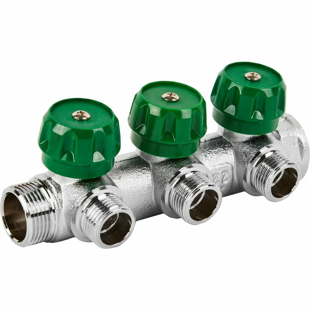 Коллектор на 3 отвода 3/4"x1/2" латунь