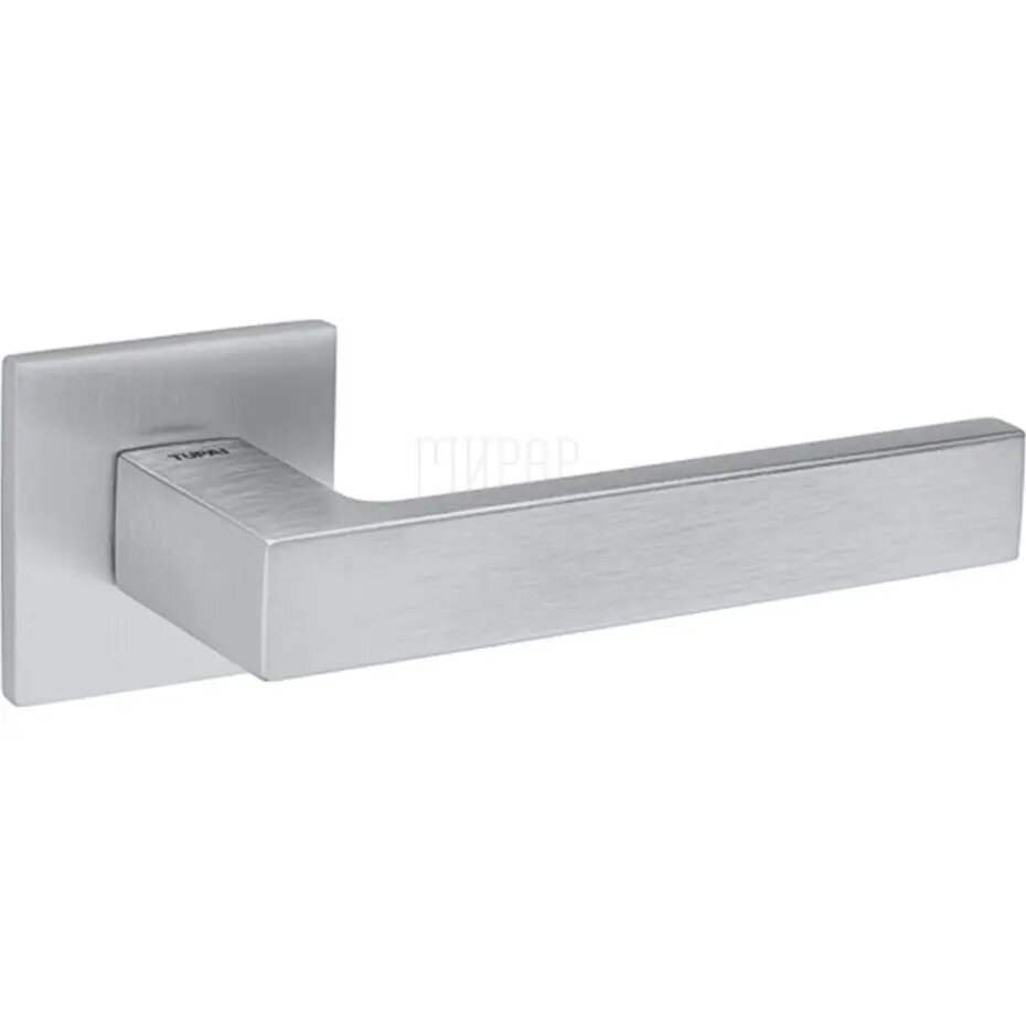 Дверная ручка на тонкой квадратной розетке Tupai Square 2275 5S Q (на тонком основании 5 мм) матовый хром