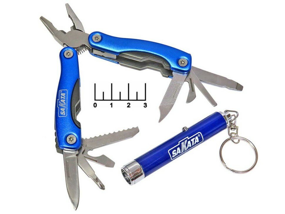 Набор инструмента складного №6069 (плоскогубцы + фонарь) (Multi Tools)