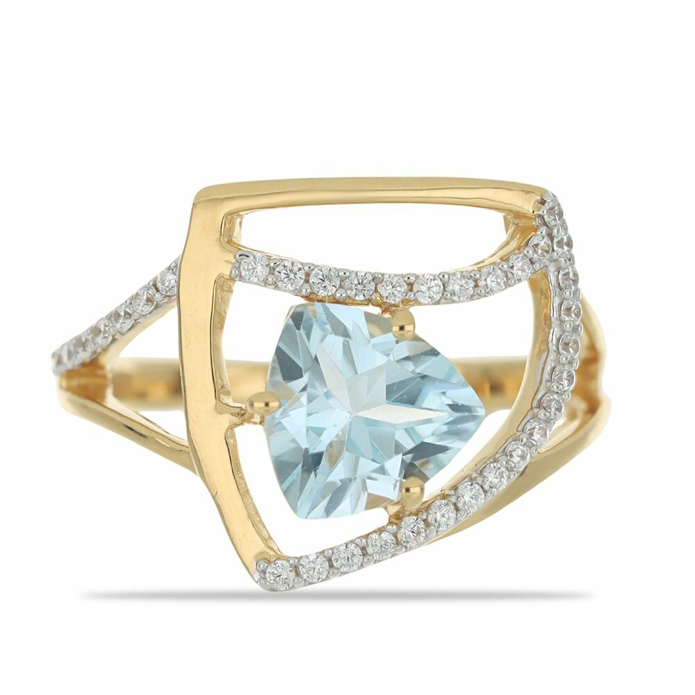 Кольцо, серебро, 925 проба, фианит, топаз