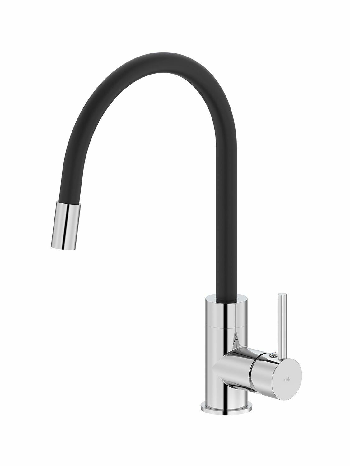 Смеситель IDDIS Kitchen 360 для кухни K36SBJBi05 высокий излив, верхний шланг из силикона, черный+хр