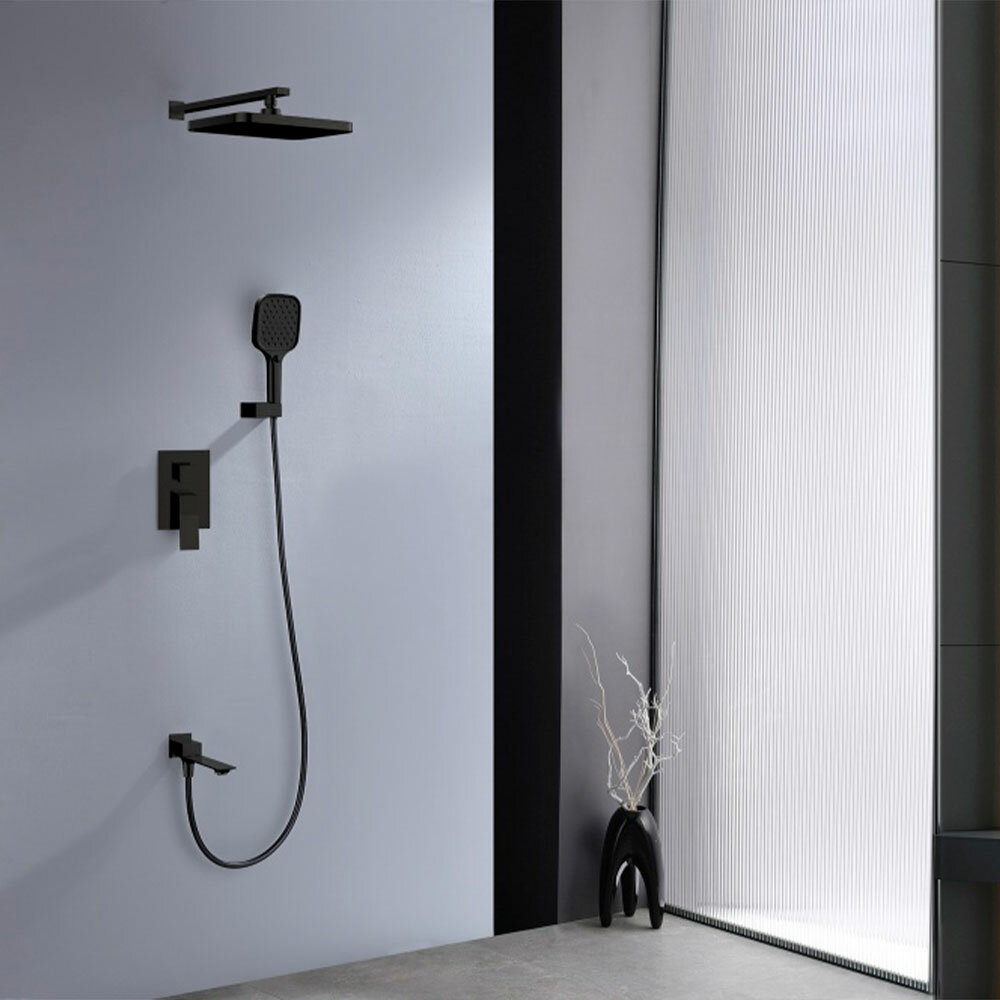 Смеситель для душа Ganzer GZ05165-C черный, встраиваемый, 3 функции, из латуни