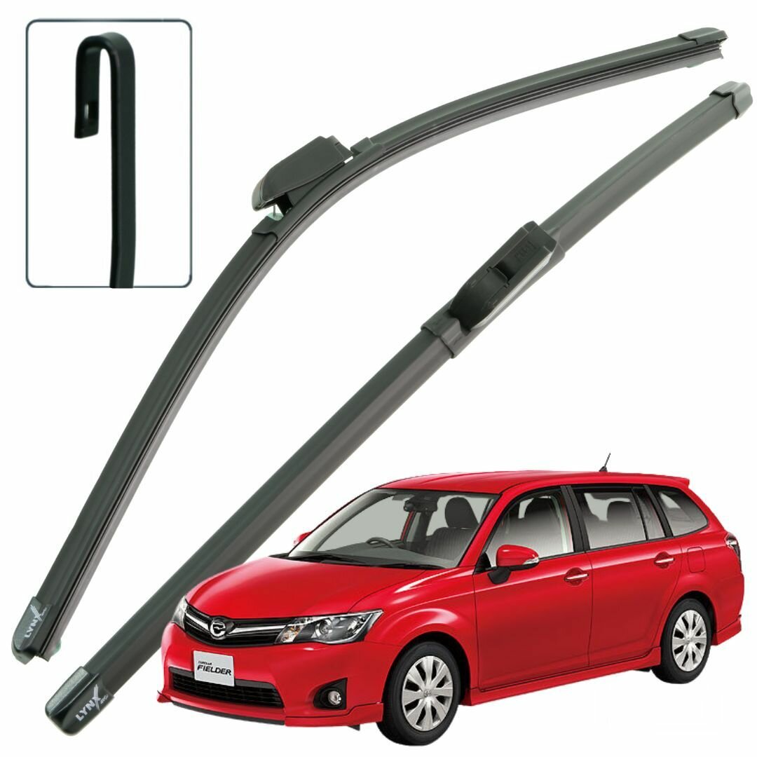 Дворники Toyota Corolla Filder E160 / Тойота Королла Филдер 2012 2013 2014 2015 Щетки стеклоочистителя бескаркасные LYNXauto 650мм-400мм к-т 2шт.