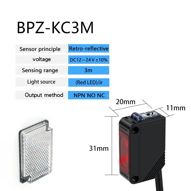 BXUAN E3Z инфракрасный фотоэлектрический датчик диффузного отражения NPN PNP NO + NC Sn: оптический датчик отражения объектива 10–30 см