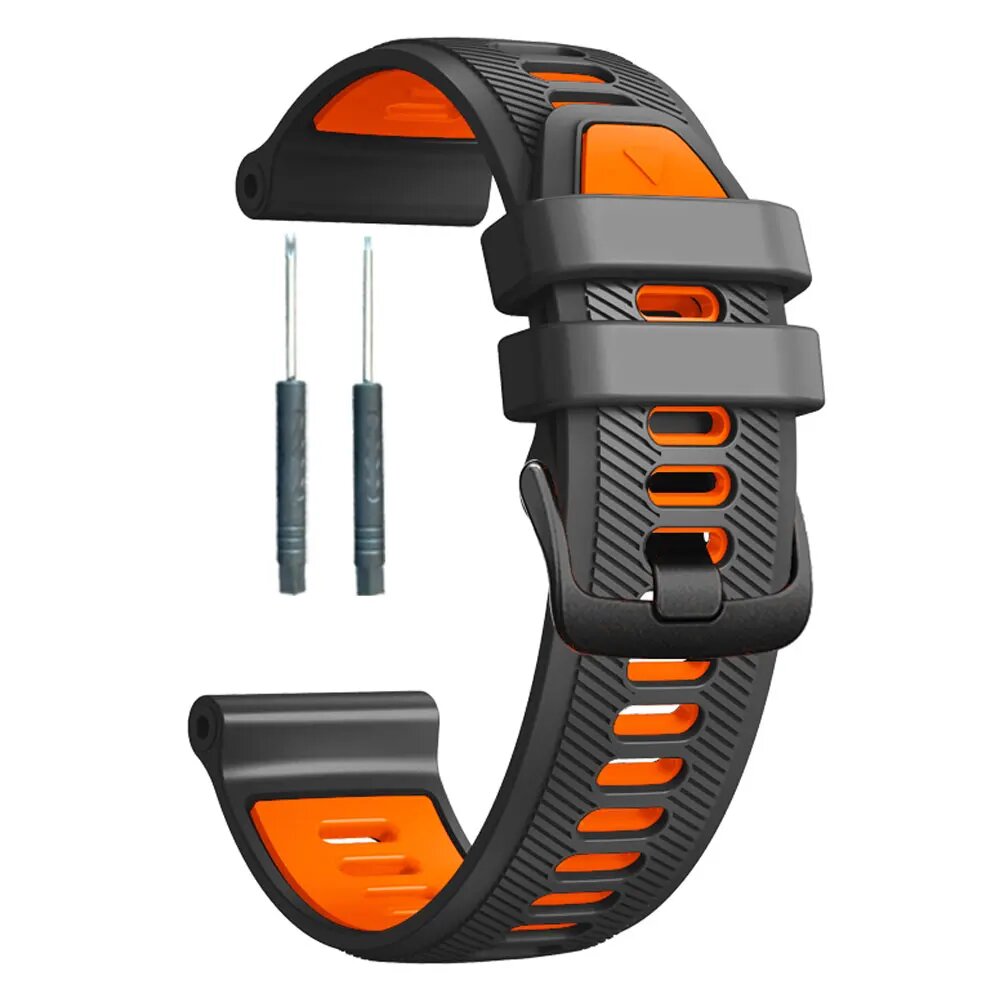 Силиконовый ремешок Garmin Forerunner 965 black orange