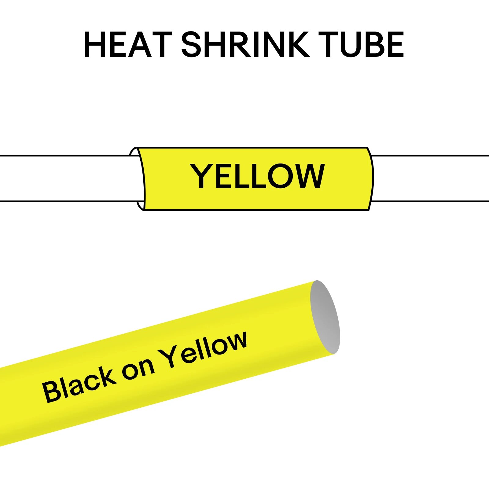 Термоусадочная лента Cruxer черная на белом для Brother Black on Yellow, 6 мм