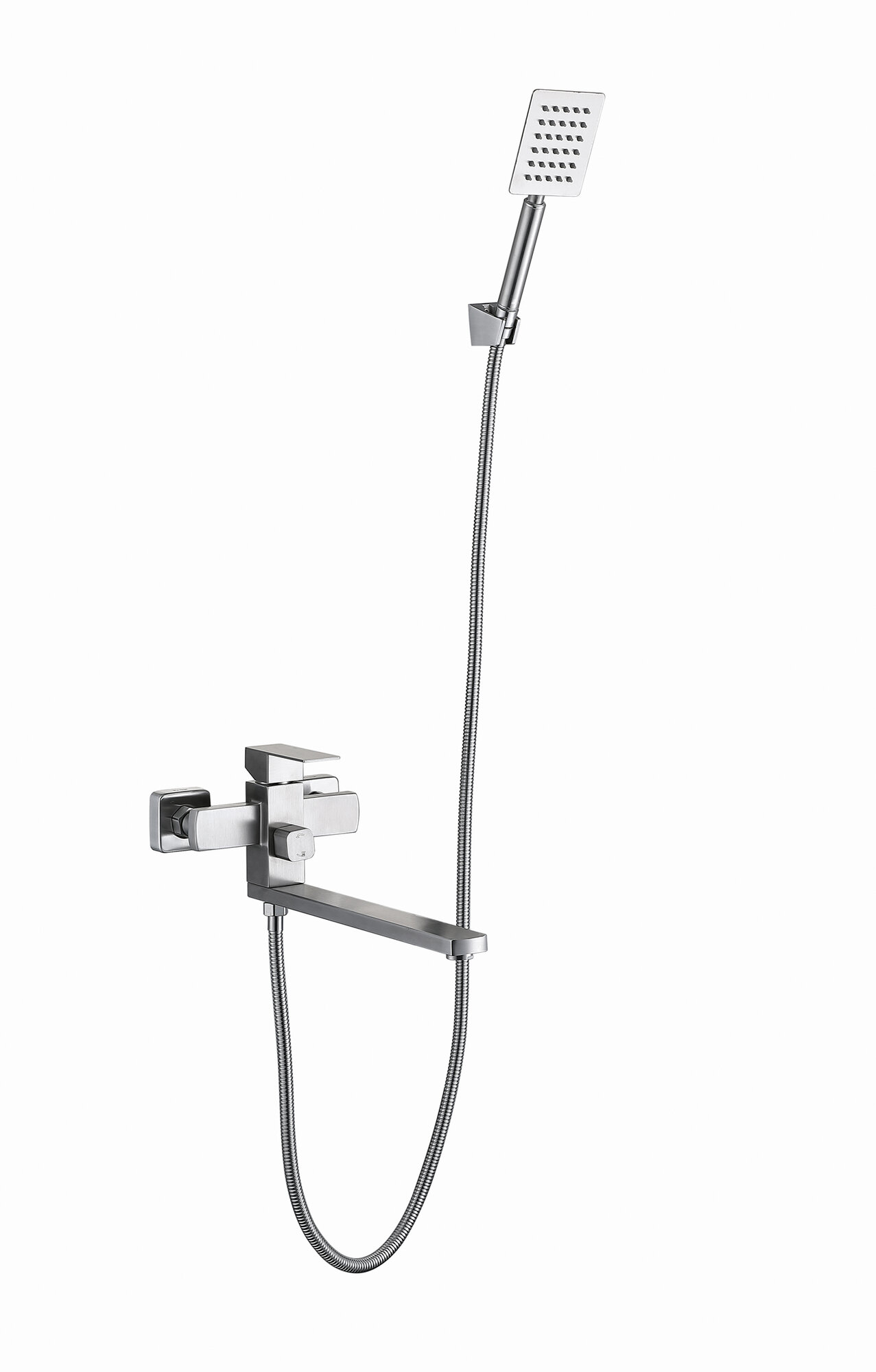 Смеситель для ванны FRAP F22802 L-нос 35см, нержавеющая сталь