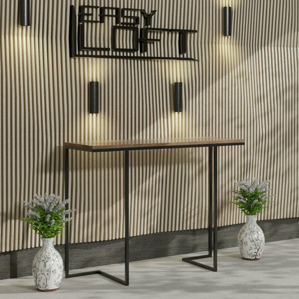 Консоль "EasyLOFT" в стиле лофт из массива дуба, для гостиной, с размерами 100х40х100 см