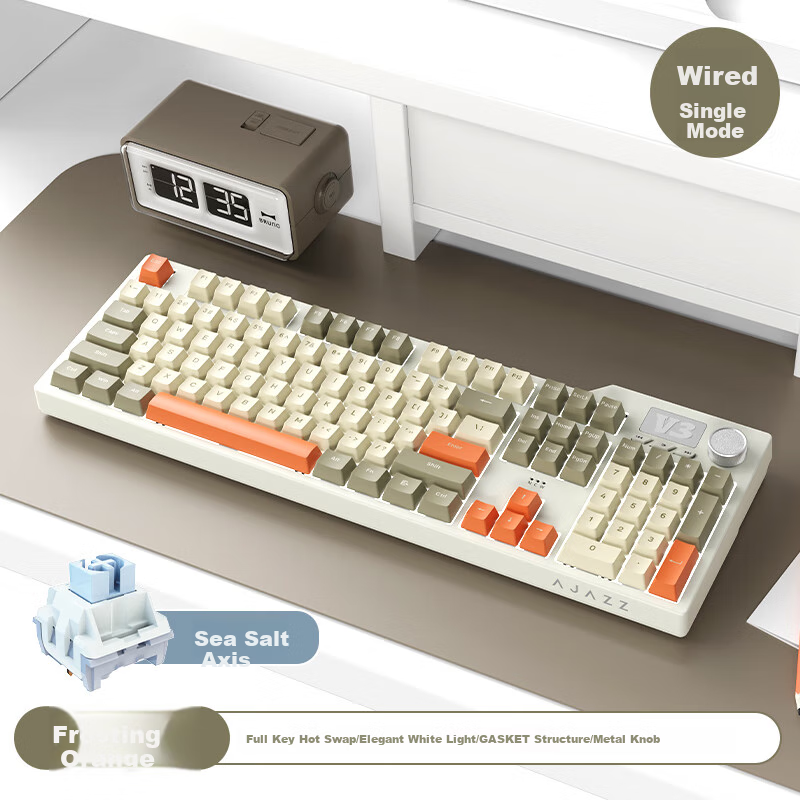 AJAZZ AK35IV3 Механическая клавиатура с подключением через кабель Hot-Swappable с гелевой сборкой PBT-накладками