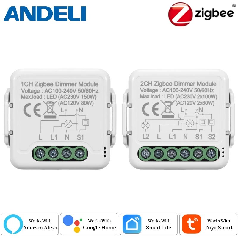 Диммер Zigbee 2 Gang, белый — фото 1
