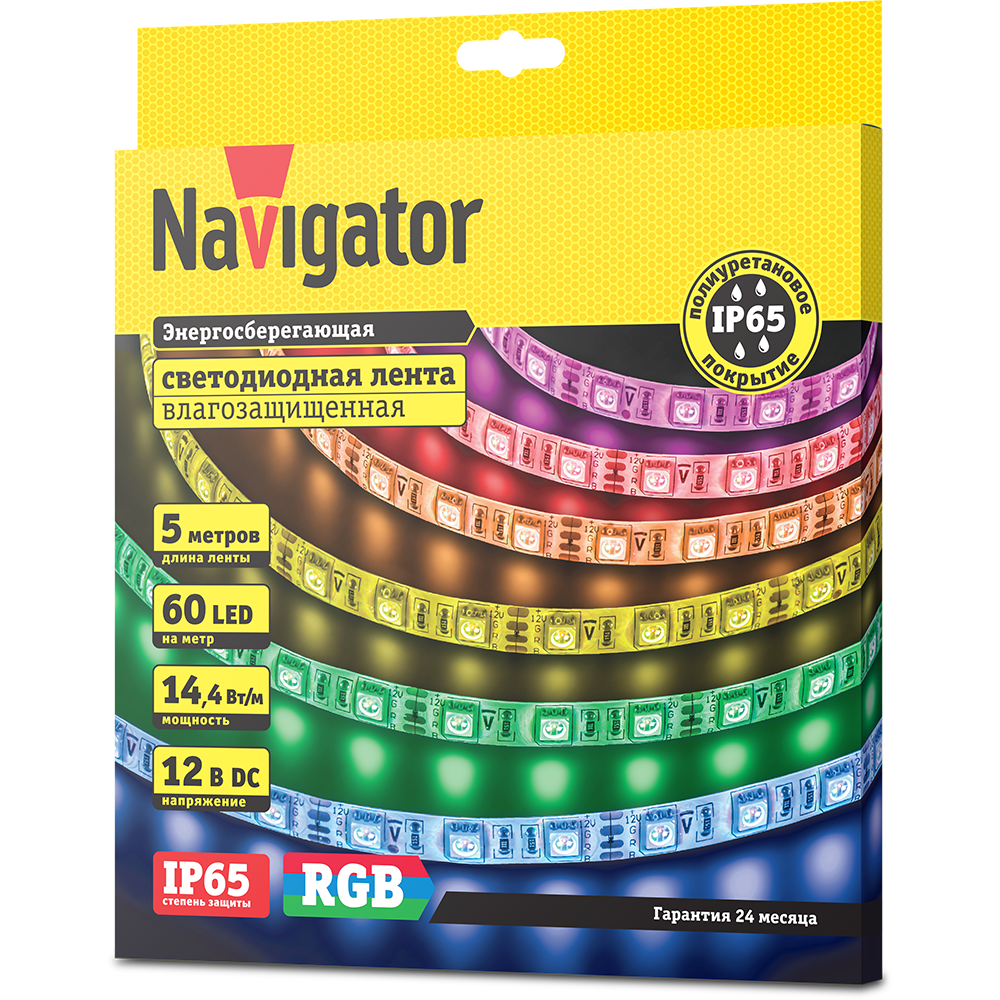 СД Лента Navigator 71 429 NLS-5050RGB60-14.4-IP65-12V 5 м, разноцветная