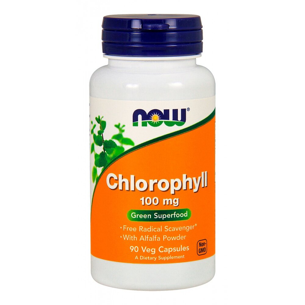 NOW Chlorophyll, 100 мг / 90 капсул вегетарианских