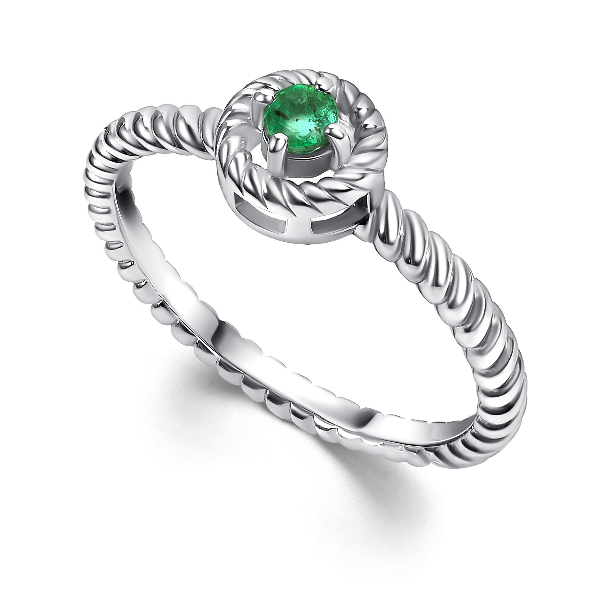 Кольцо, серебро, 925 проба, родирование, изумруд