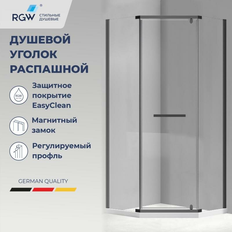 RGW Душевой уголок RGW PA-83-B 1000x1000, профиль черный, стекло прозрачное