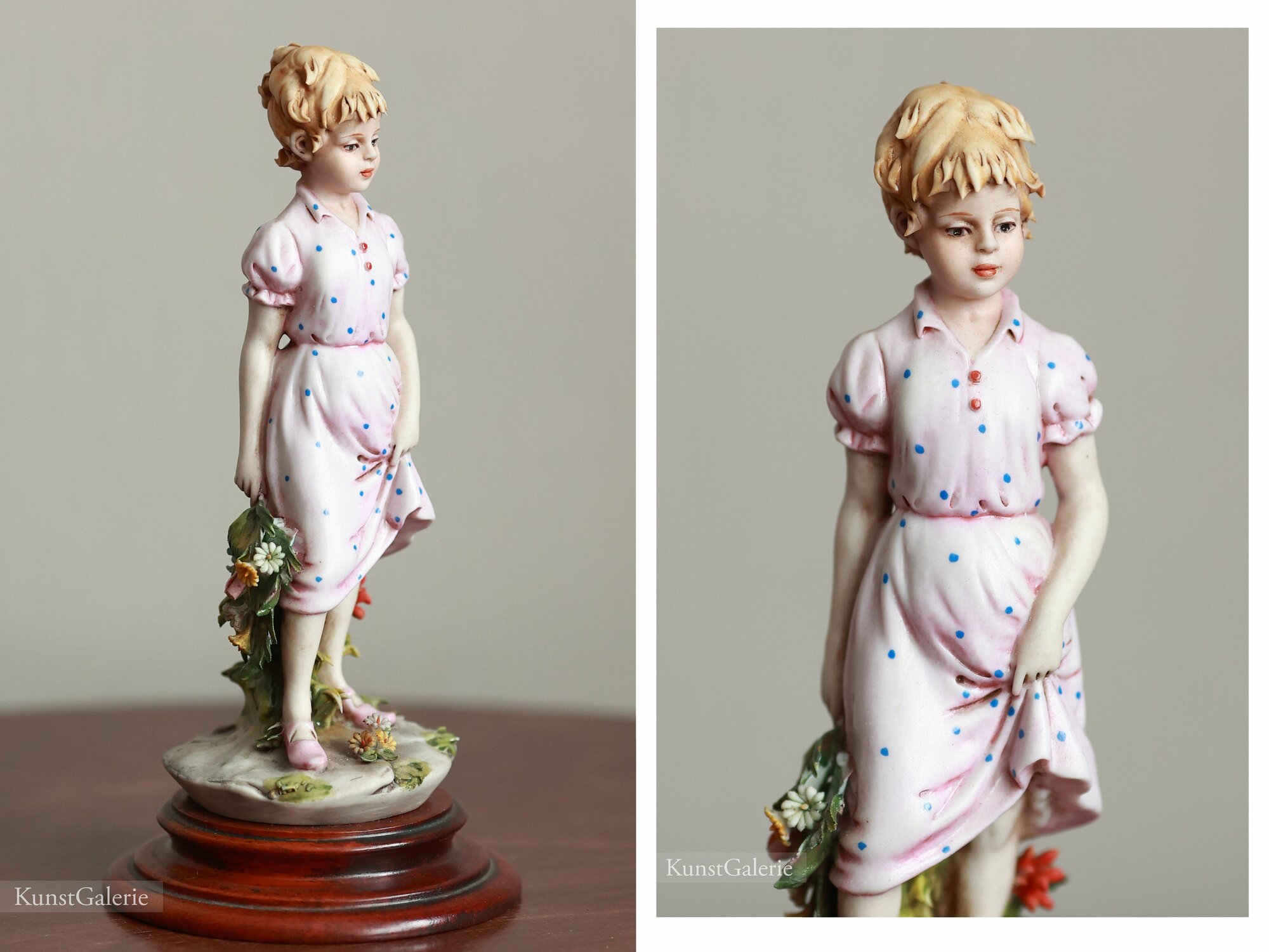 Фарфоровая статуэтка: Девочка с букетом, Каподимонте - мастер Luigi Giorgio Benacchio, Triade Capodimonte - Italy