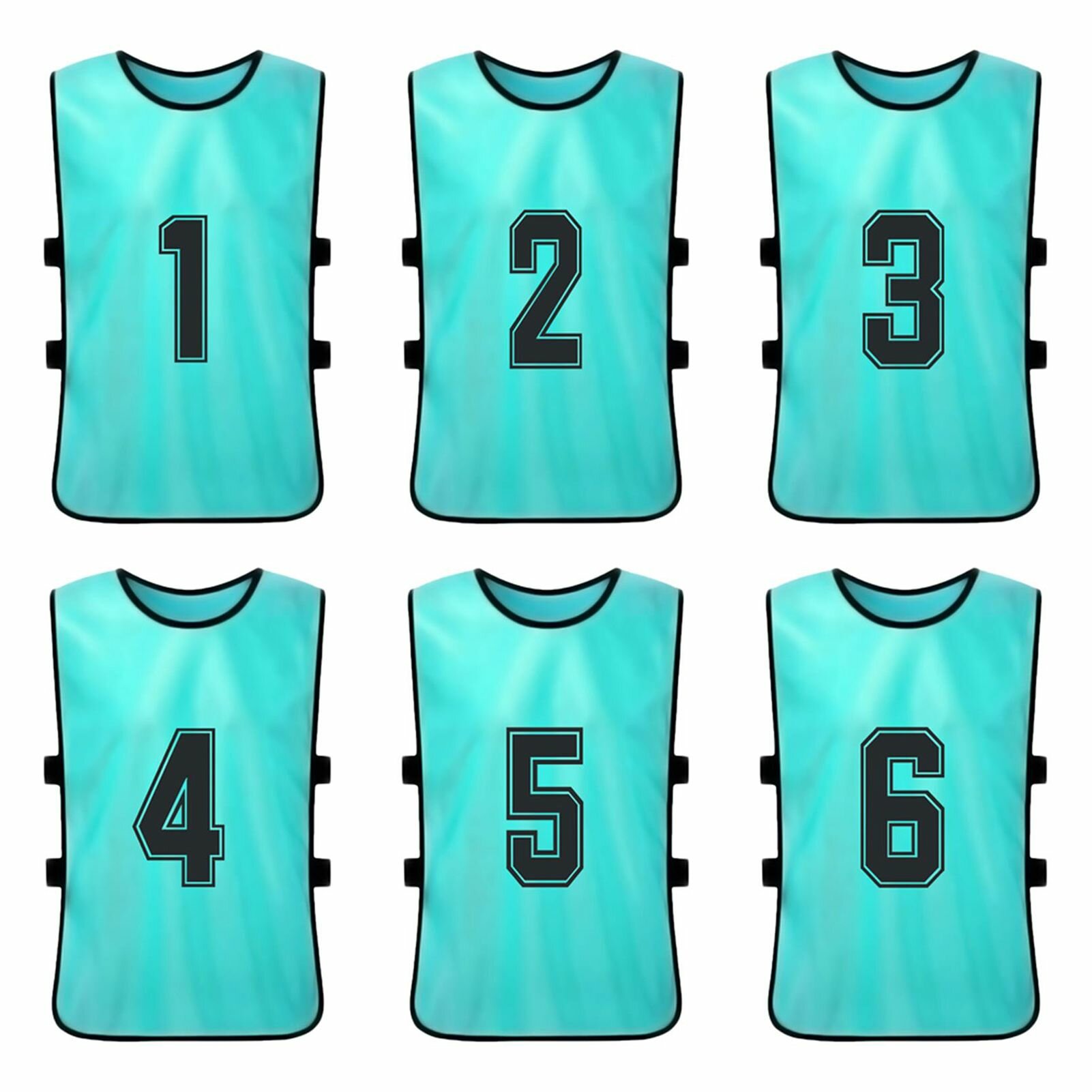 Взрослые манишки с номерами 1-6, 6 шт, сине-голубые