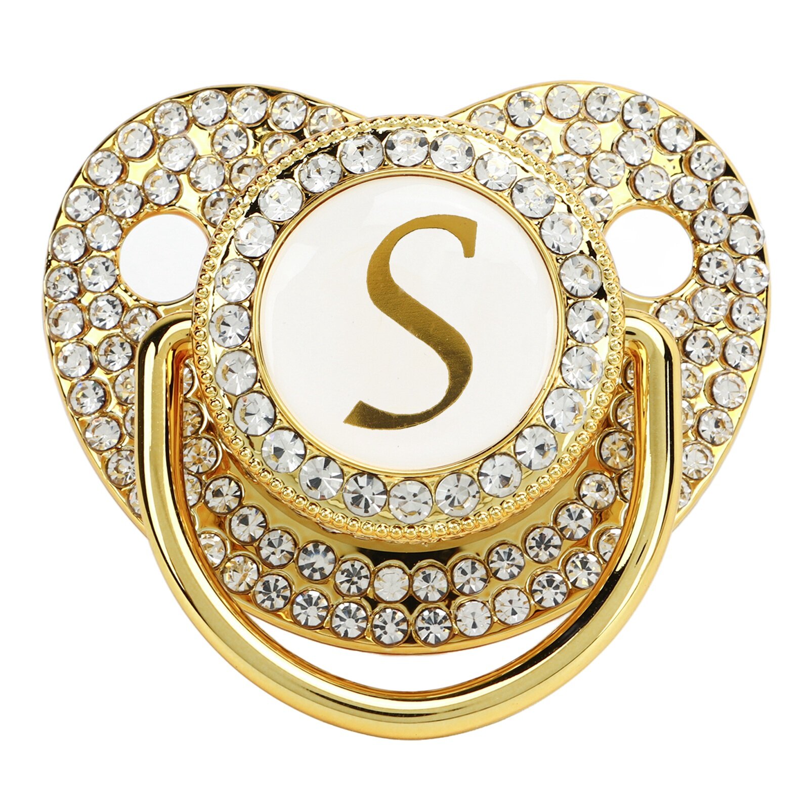 Блестящая соска Baby Bling, золотая соска-клипса в форме буквы S, изогнутая соска с пылезащитным чехлом для новорожденного.