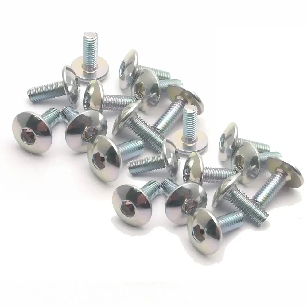 20/10/5 шт, большие плоские болты с круглой головкой и внутренним шестигранником M6, 16 мм, винты с пластиковой крышкой для мотоцикла, скутера, квадроцикла, мопеда 20pcs M6X12