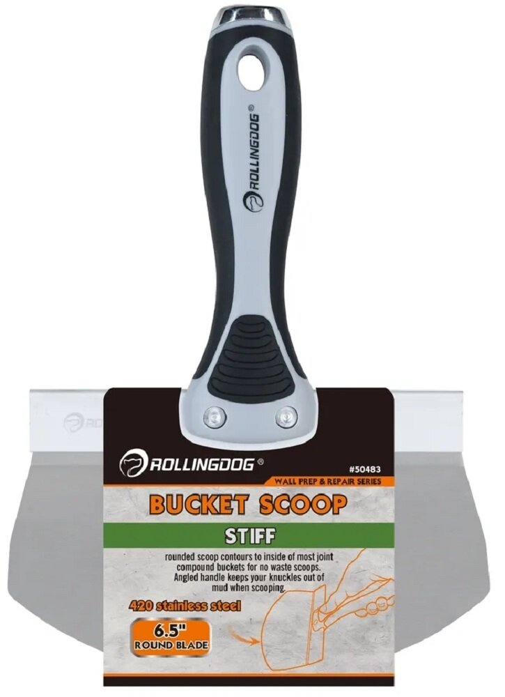 Шпатель строительный Rollingdog / Роллингдог Professional малярный полукруглый для ведра, из нержавеющей стали, 165мм / малярные и отделочные инструменты