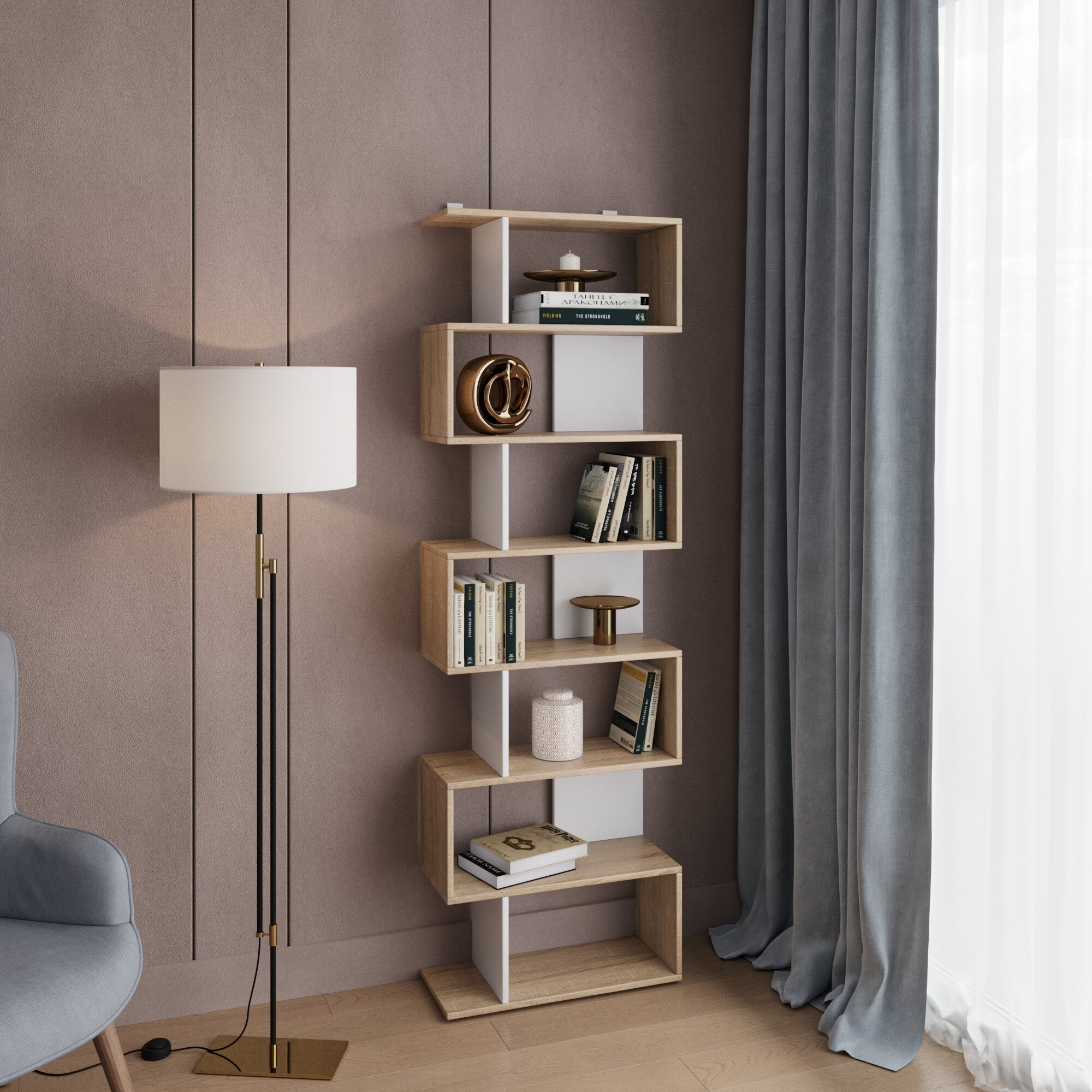 Стеллаж универсальный НордМебель, Дуб Сонома белый, 60х188х25