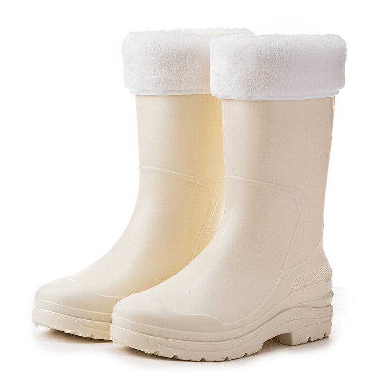 Женские высокие сапоги на резиновой и флисовой подкладке, нескользящие, водонепроницаемые, высокие сапоги, сапоги для воды, резиновые сапоги для кухни, женские кухонные резиновые туфлиРазмер обуви. EU:41