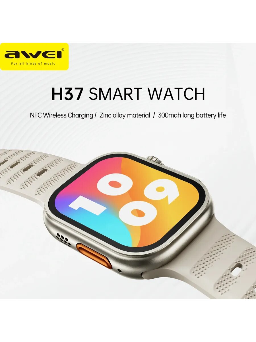 Смарт-часы Awei H37, 2.01" TFT-экран, Bluetooth, GPS, NFC, мониторинг здоровья — фото 1