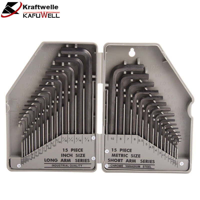 Kafuweier, Metric And Imperial Flat Head Hex Key Set, 30 Pieces, Bicycle Wrench And Screwdriver, KH3049