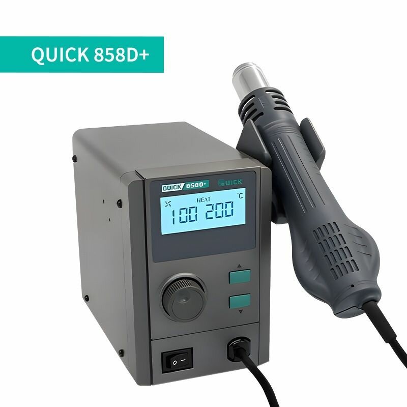 Термовоздушная паяльная станция QUICK 858D+ с цифровым дисплеем и контролем температуры, для бессвинцовой пайки
