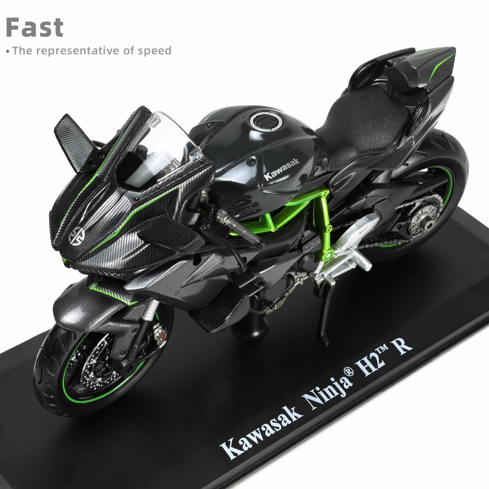 Совместим с моделью мотоцикла Kawasaki Ninja H2R масштаба 1:12, игрушечный мини-мотоцикл из литого металла для мальчиков и взрослых, черный, коллекционная подарочная модель мотоцикла