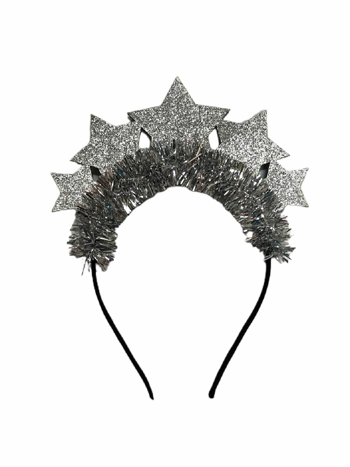Блестящий ободок со звездами, серебро