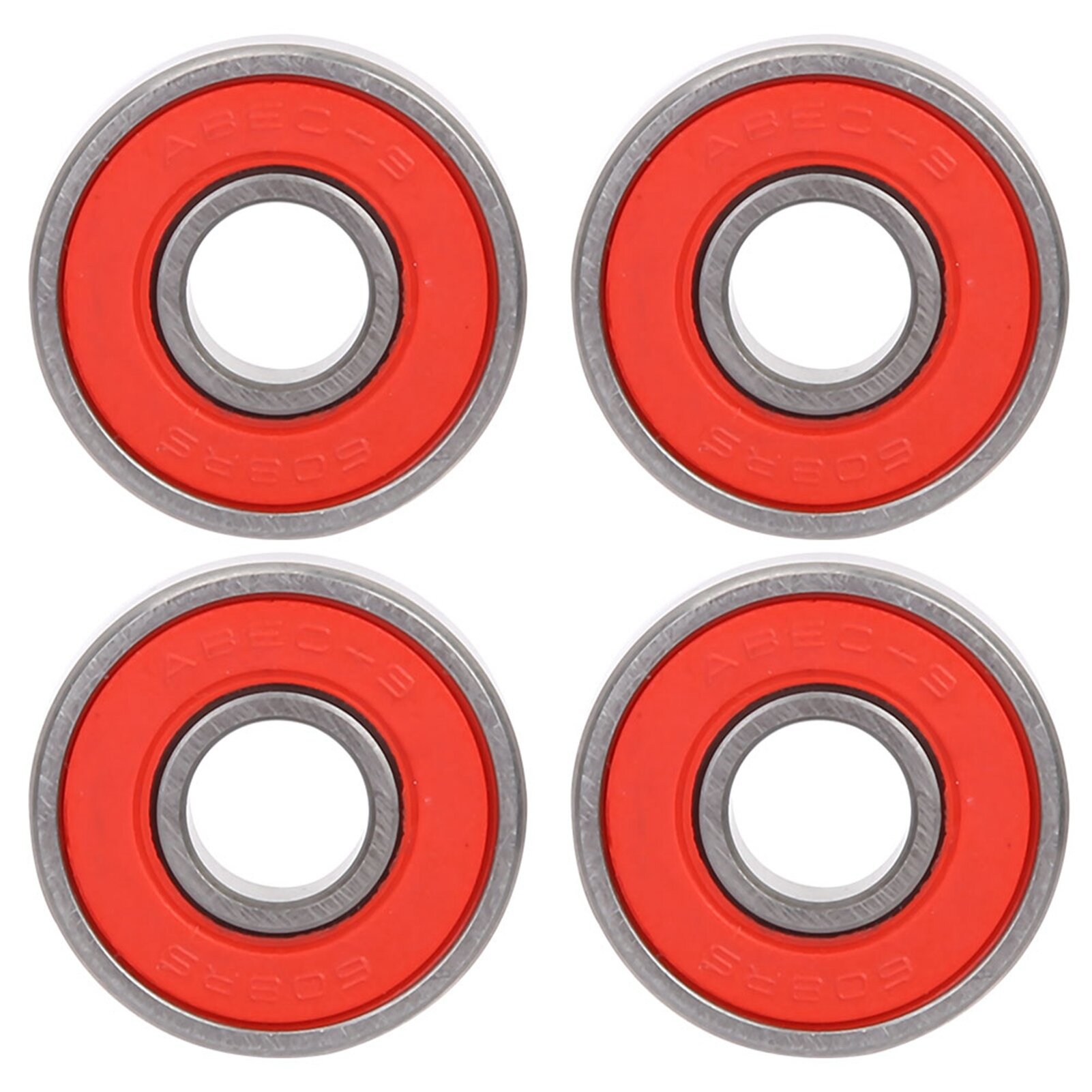 Комплект из 8 шарикоподшипников для скейтборда, самоката, миниатюрных роликовых подшипников 608 (красный 9)