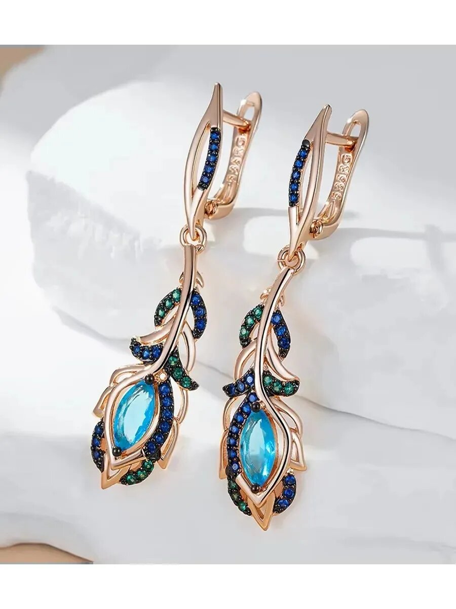 Серьги PollyJewelry, размер 1 мм, желтый, синий, зеленый, голубой — фото 1
