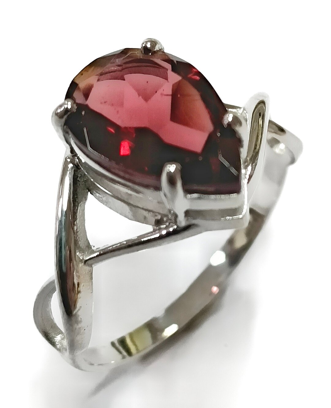 Кольцо, серебро, 925 проба, родирование, гранат