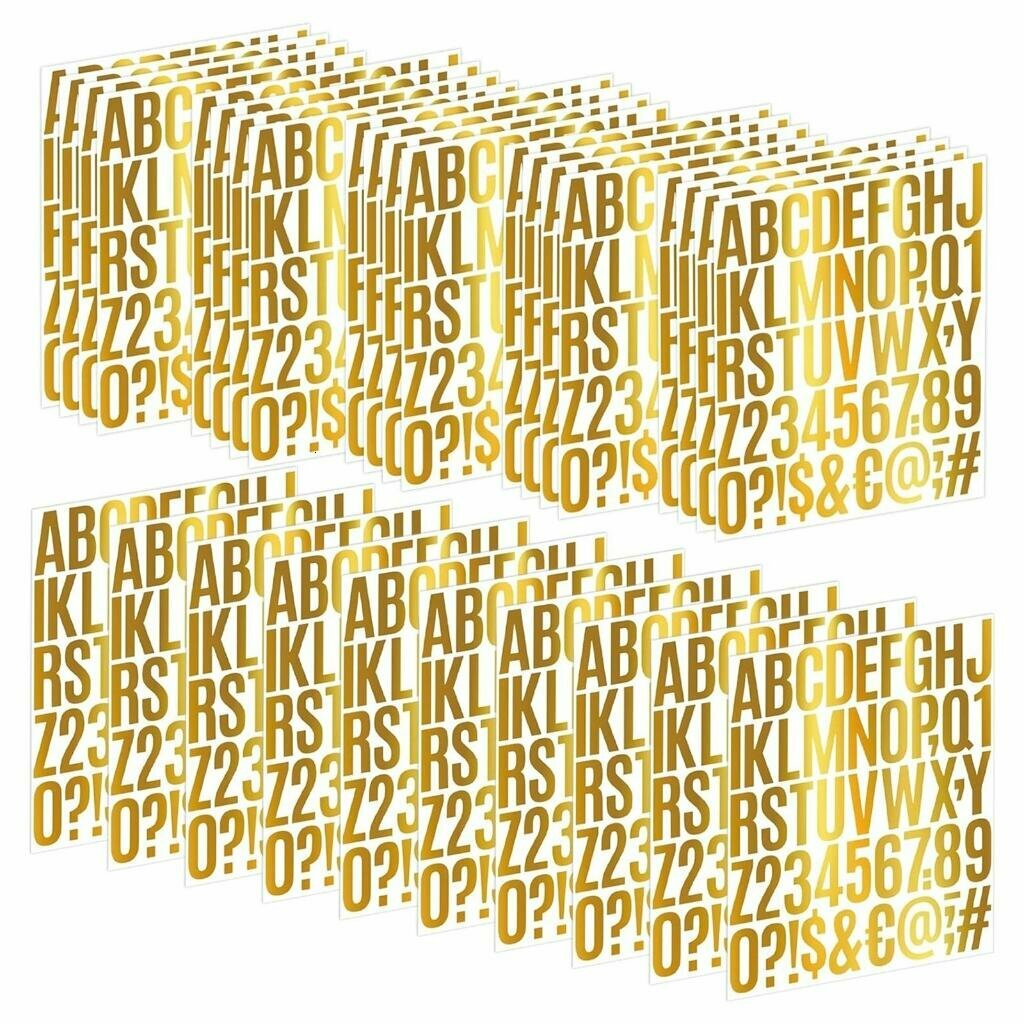 30 листов наклейки с крупными буквами и золотым блестящим номером для поделок