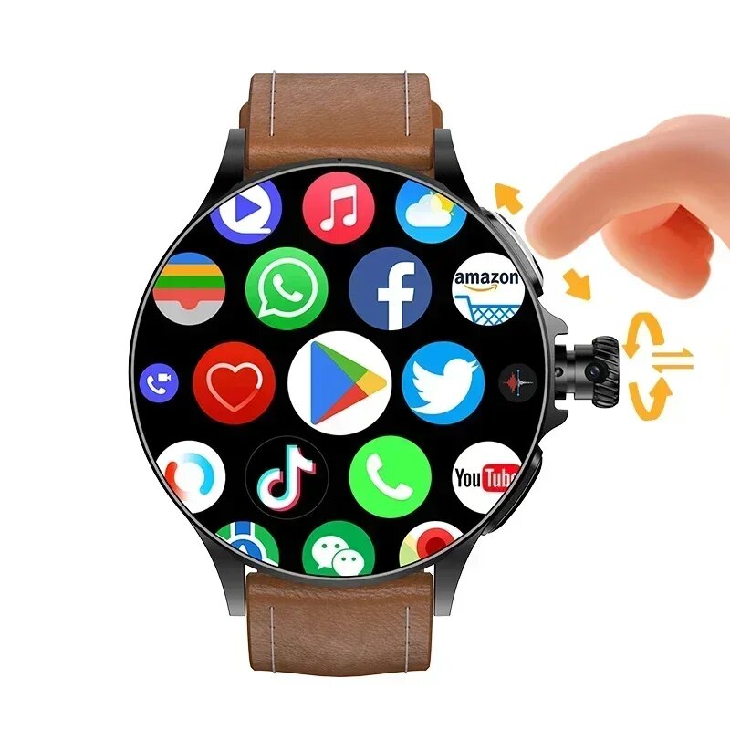 New 2025 GT200 Android Smart Watch with 1.95-inch AMOLED Display, Rotating Camera, 16GB+256GB , GPS and 5G LTE for Men