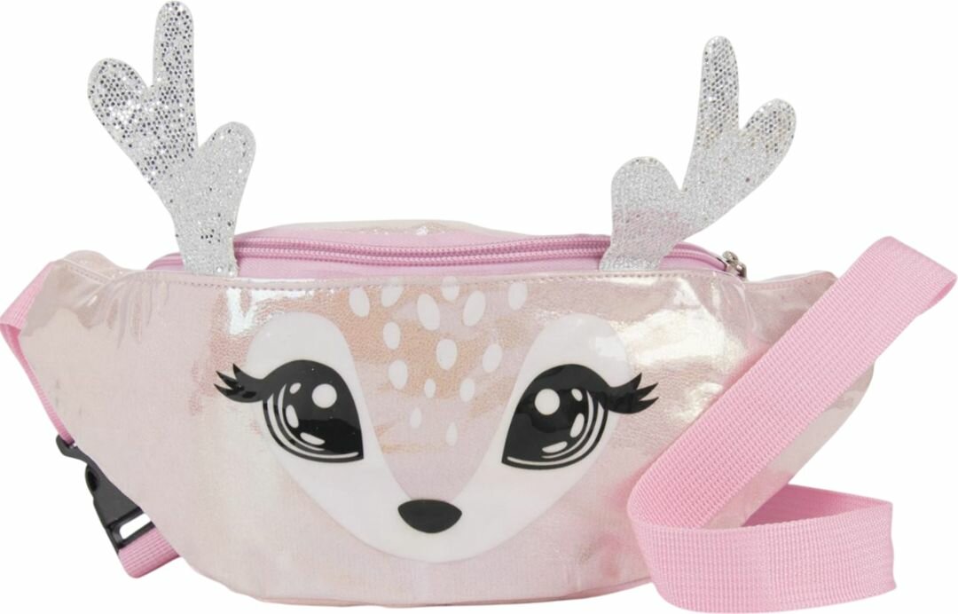 Сумка детская поясная "Оленёнок" для девочки, сумочка на пояс с регулируемым ремешком, сумка-бананка на молнии с рисунком, 1 отделение, цвет розовый