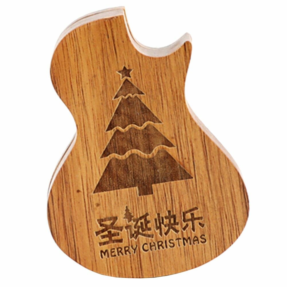 Кейс из натурального дерева для хранения медиаторов, в форме гитары, с отделениями