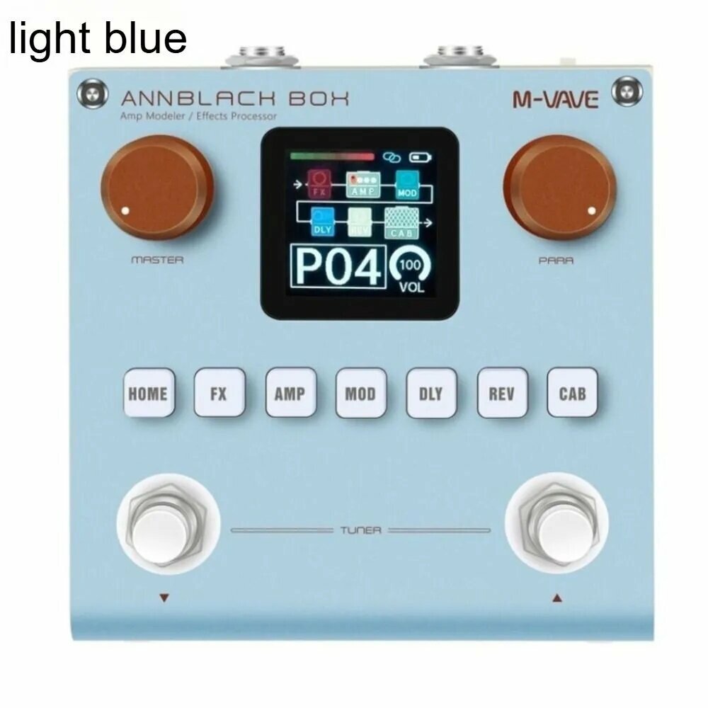 M-VAVE BLACKBOX Мультиэффектный Аудиопроцессор Для Гитары -- Частота Дискретизации 44,1 КГц/24 Бит, 6+1 Одновременных Эффектов И Аккомпанемент В Стиле Фристайл (Blue)