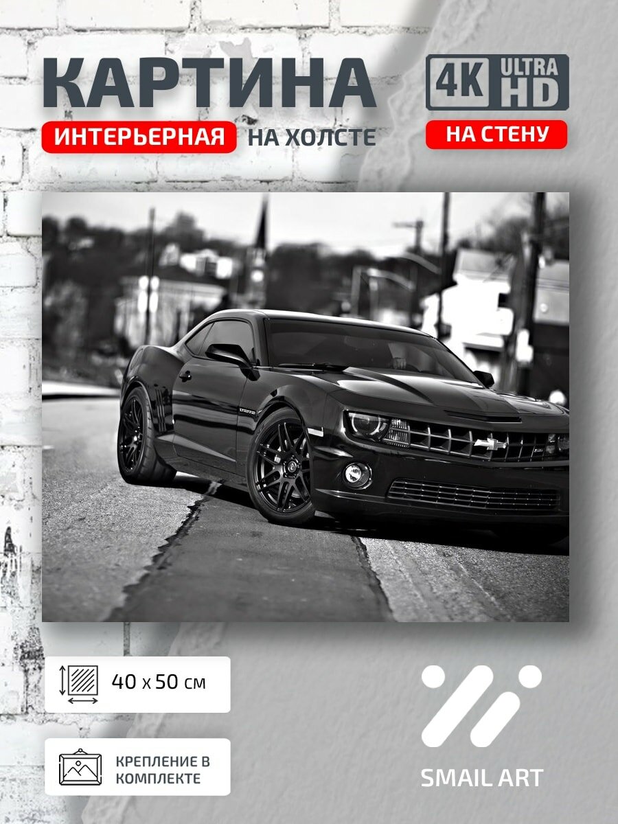 Картина на холсте интерьерная 40 на 50 на стену Chevrolet Camaro для студии атмосфера