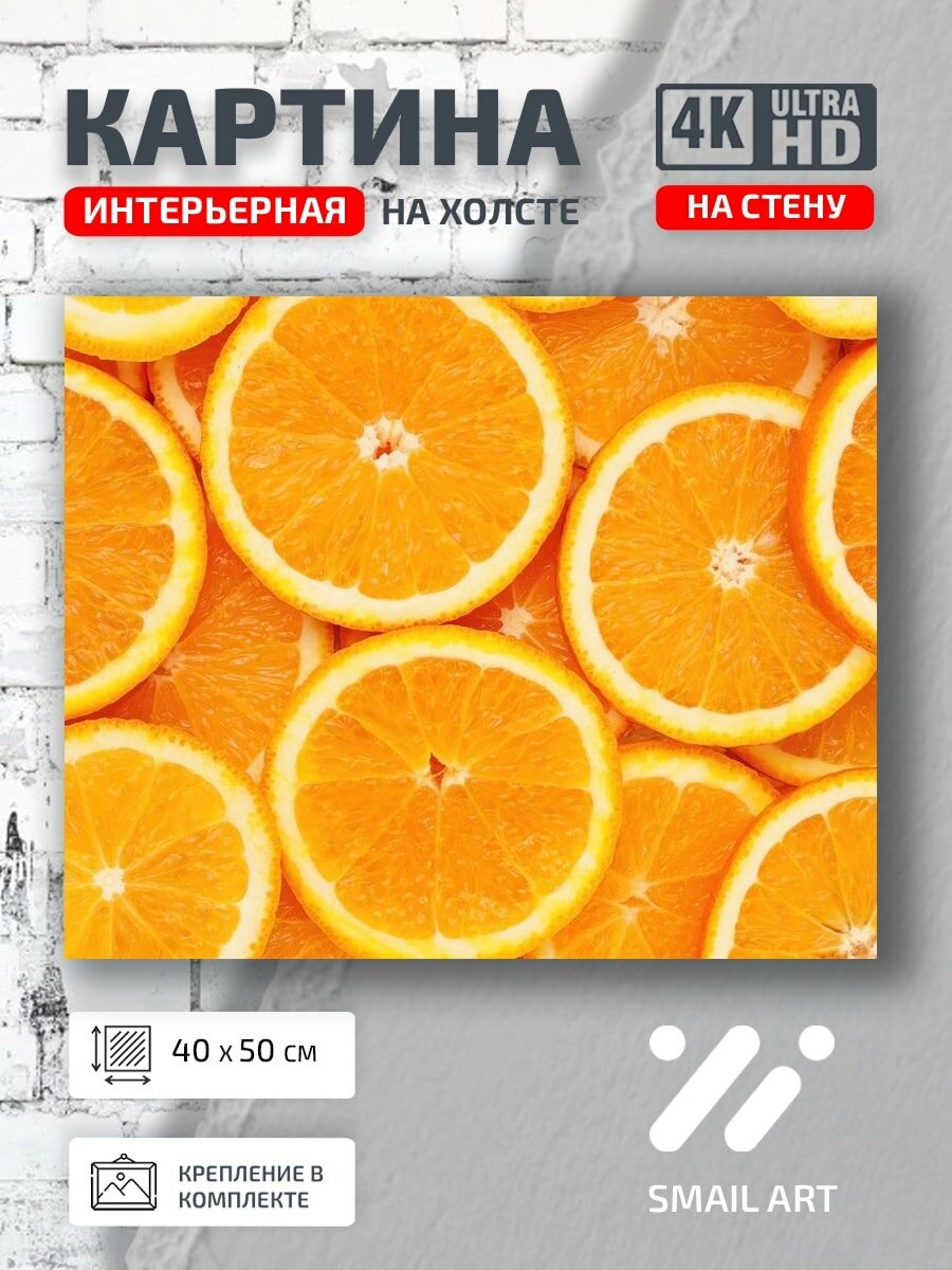 Картина на холсте интерьерная 40 на 50 на стену Разные апельсин для студии атмосфера