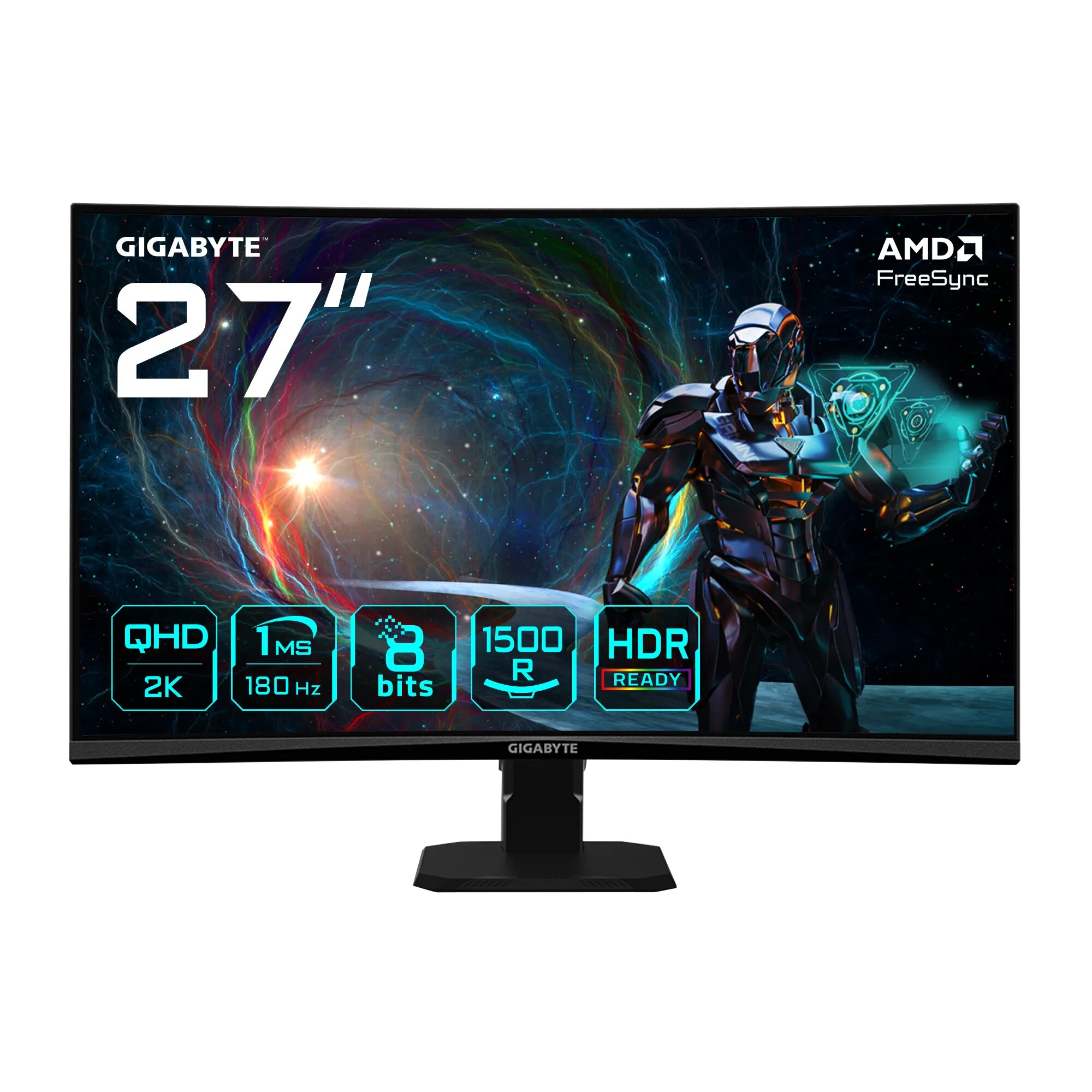 Монитор Gigabyte GS27QCA, 27 дюймов, 180 Гц, VA, разрешение 2K 2560×1440, изогнутый