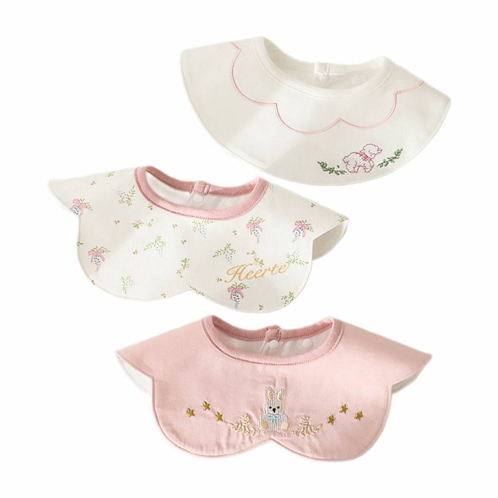 Комплект из 3 предметов, детский непромокаемый слюнявчик с вышивкой-Flower Honey language set