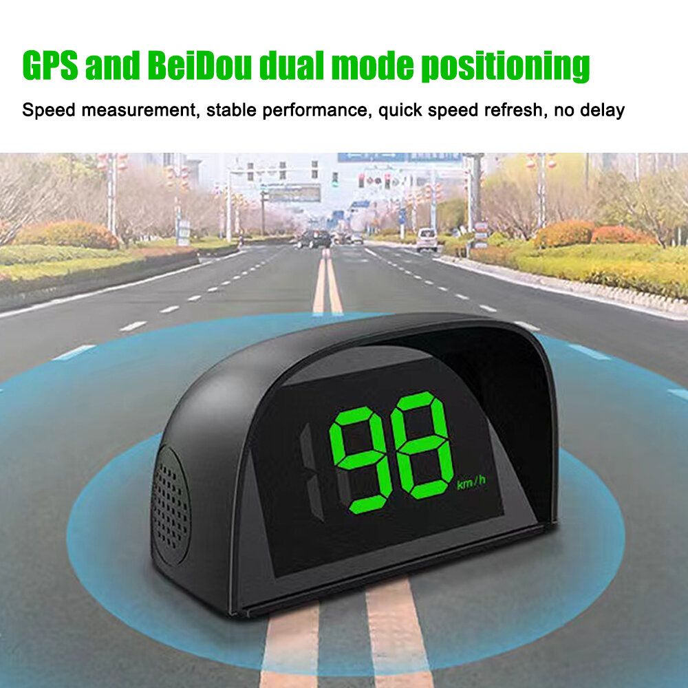 Car HUD Headup Display KM/H MPH GPS Digital Speedometer с LED Large Font Display для Car Truck SUV Motorcycle, Model: Set 1(Without Car Charge Adapter)/Set 2(With Car Charge Adapter)(optional), Color: Black, Material: ABS, Voltage: 12-24V, USB 5V, Unit: