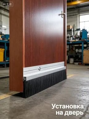 EB-1110h8/1000 Щетка полосовая + Профиль 1000*53*13,5h(база 8,0), ворс высотой 25 мм PP черный 1,25, с профилем h стыковочным, щетка под ворота, уплотнительная линейная для откатных ворот дверей