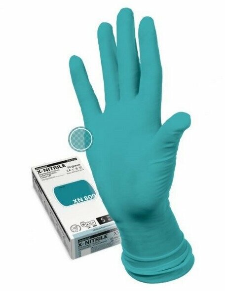 Перчатки медицинские смотровые Manual XN 809 нитриловые зеленые размер S 50 штук/25 пар в упаковке, 1031392