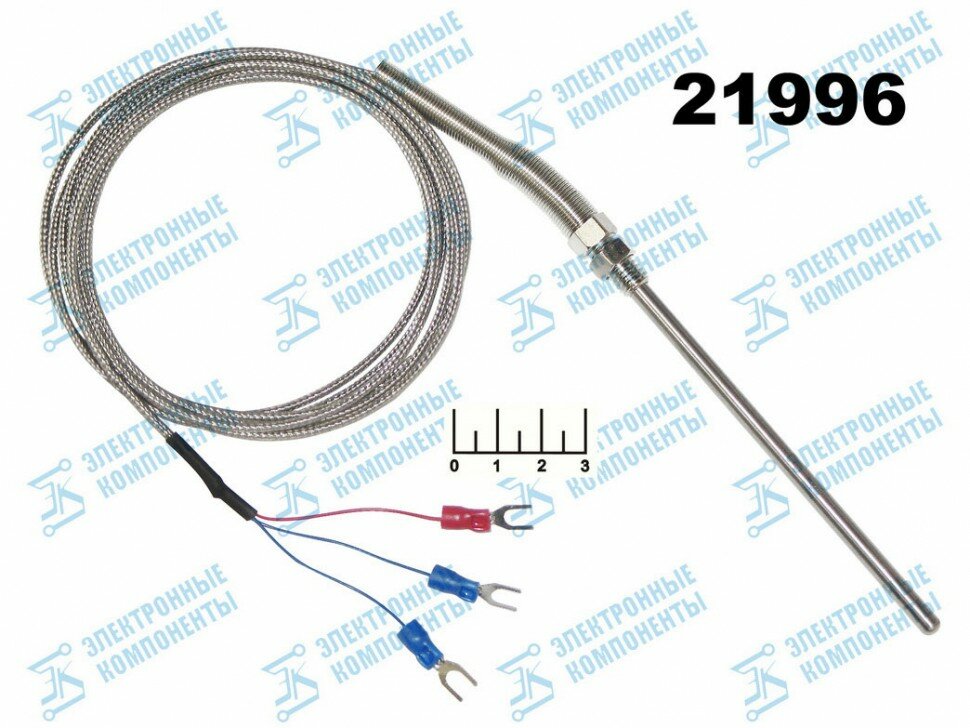 Датчик температуры PT100 100 Ом 2м 5*100мм (3 провода) +
