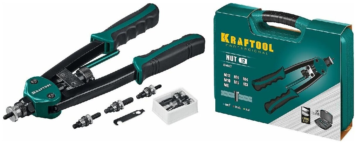 Двуручный заклепочник KRAFTOOL резьбовой М3-М12 в кейсе