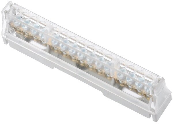 Шина ноль 5015F на 15 присоединений серая 63А ДКС