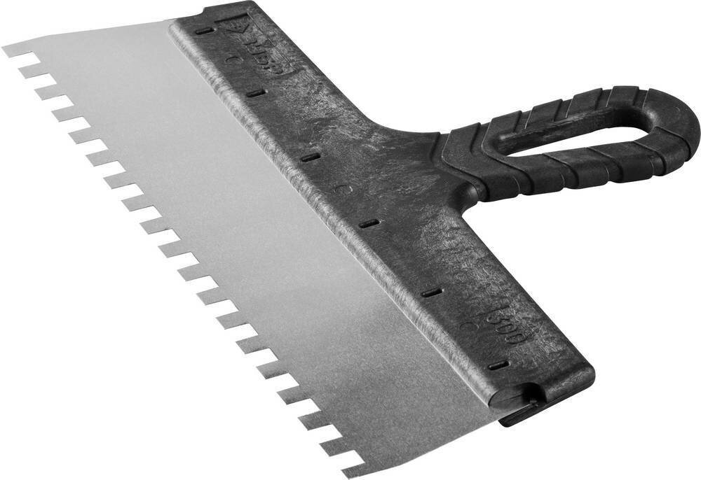 Шпатель ЗУБР "Мастер" фасадный, нержавеющее полотно, 300мм, зуб 8х8мм