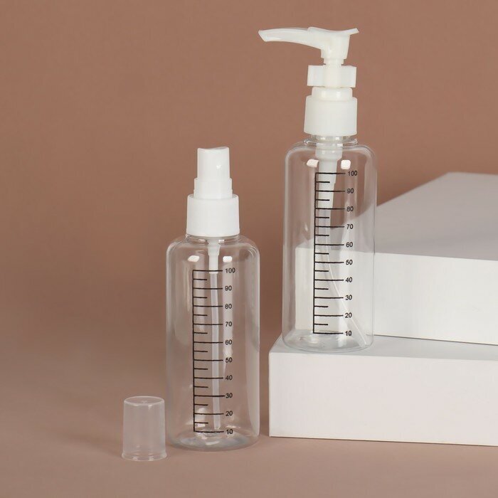 Набор для хранения, 2 предмета, с разметкой, 100 мл, цвет белый